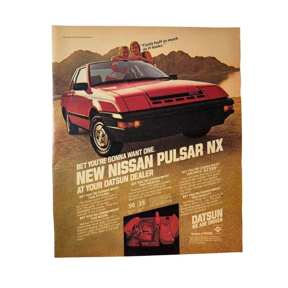 Art | Vintage 1983 Nissan Pulsar Nx Datsun Car Advertisement Print Ad ...